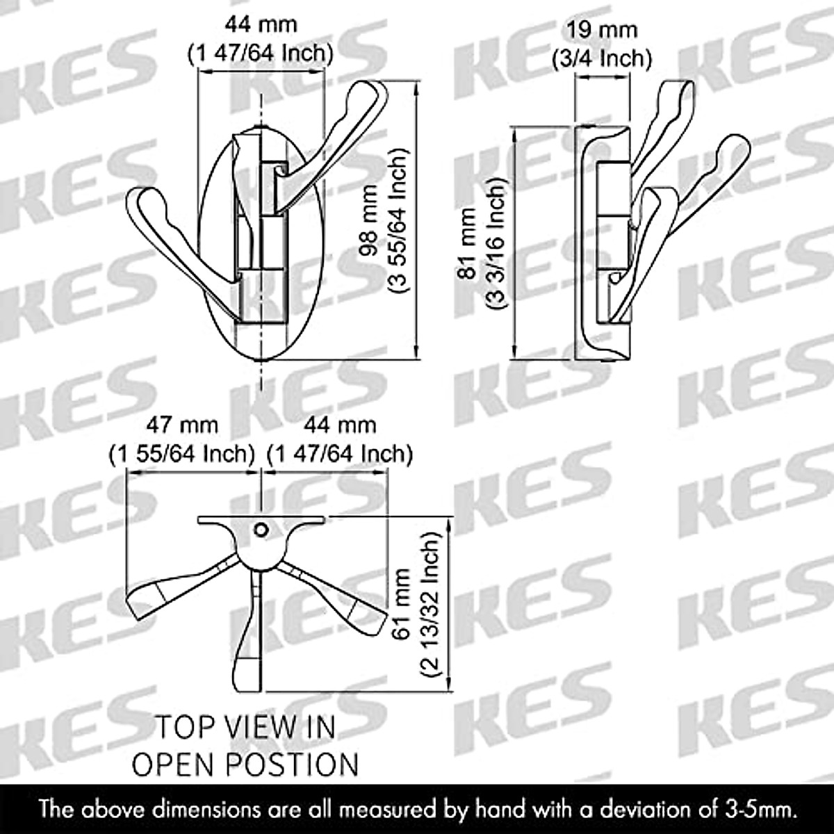 KES Solid Metal Swivel Hook Heavy Duty Folding Swing Arm Triple Coat Hook with Multi Three Foldable Arms Towel/Clothes Hanger for Bathroom Kitchen Garage Wall Mounted Brushed Nickel, A5060-2