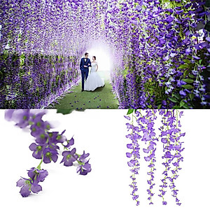 DearHouse 6 Pieces 3.6 Feet Artificial Wisteria Garland, Artificial Flowers Garland Silk Wisteria Vine Hanging Flower for Wedding Home Party Garden Outdoor