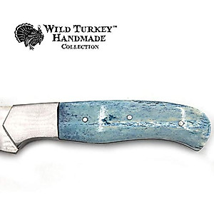 Wild Turkey Handmade Collection 8" Fixed Blade Skinner Hunting Knife Includes a Genuine Leather Sheath (5-BCB)