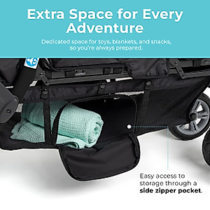 Gaggle by Foundations Compass 3 Seat Stroller | Triple Stroller for Infant and 2 Toddlers | Lightweight Tandem Triple Stroller | Foot Brake | Shock-Absorbing All-Terrain Wheels | Easy Folding | Black