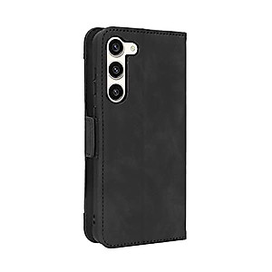 HZSANXIN Compatible with Samsung Galaxy S23 Case Flip Cover Ultra Slim Leather Bumper Retro Wallet with Stand Function Independent Card Package (Black)
