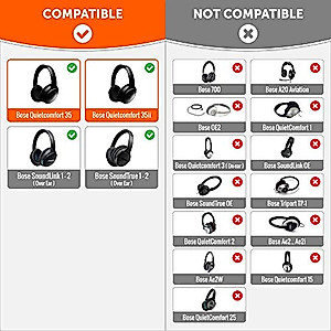 WC Wicked Cushions Upgraded Replacement Ear Pads for Bose QC35 & QC35ii (QuietComfort 35) Headphones & More - Softer Leather, Luxurious Memory Foam, Added Thickness, Extra Durability | Black