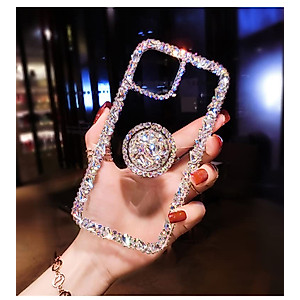redecarie for Galaxy Note 10 Plus Case,Luxury Bling Glitter Diamond Ring Holder Kickstand Sparkle Crystal Rhinestone Women Girls Kids Clear Protective Phone Cover for Samsung Galaxy Note 10 Plus