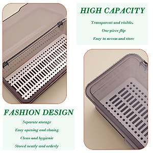 DOERDO Flatware Plastic Tray with Lid Kitchen Cutlery Tray and Utensil Storage Organizer Countertop Storage Container, Grey