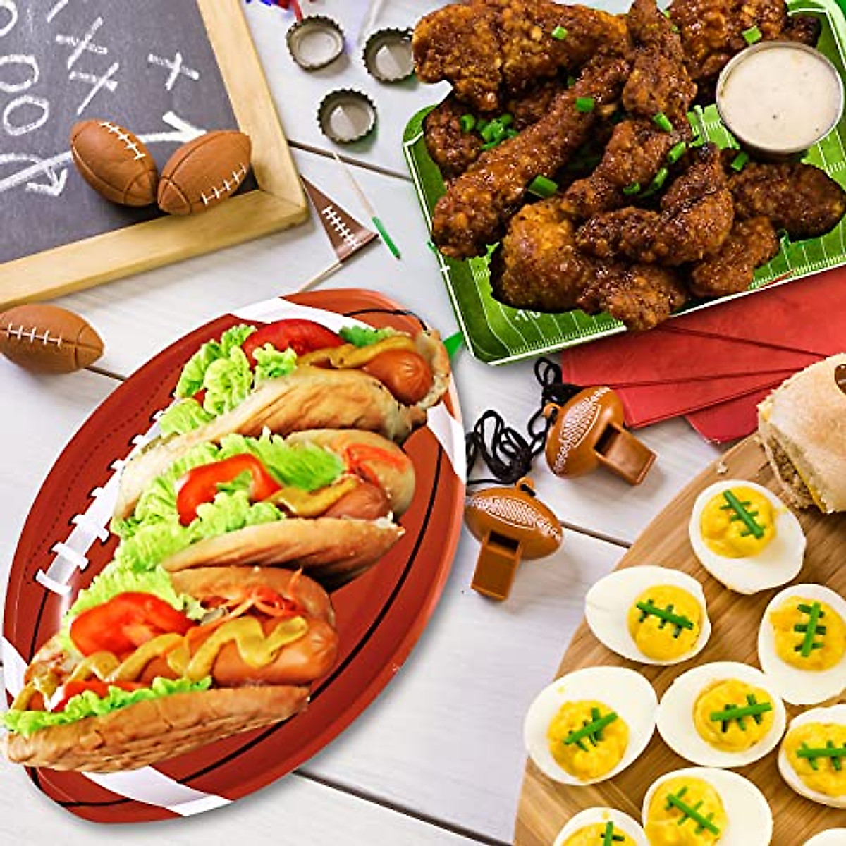 Cunhill Football Party Trays American Football Serving Trays Reusable Food Plates Football Snack Tray Dessert Platter for Football Party Supplies Kids Birthday Party Decoration (24 Pieces)