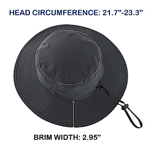 Connectyle Men's Cowboy Sun Hat Wide Brim Fishing Hiking Camping Gardening Hat UV Protection Outdoor Summer Sun Hat Dark Grey