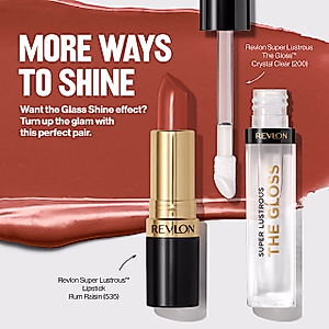 Revlon Super Lustrous Glass Shine Lipstick, Flawless Moisturizing Lip Color with Aloe, Hyaluronic Acid and Rose Quartz, Black Cherry (012), 0.15 oz