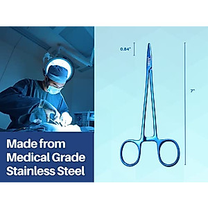 Mayo Hegar Needle Holder 7" Surgical Needle Driver with Tungsten Carbide Blue Plasma Inserts by ARTMAN INSTRUMENTS