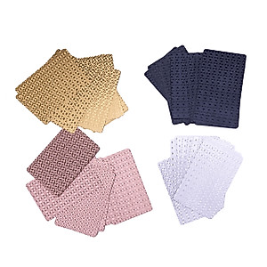 SUCCUNA Playing Cards Waterproof Poker Cards Foil Plastic Playing Card 4 Decks of Cards for Adults Black Gold Pink White