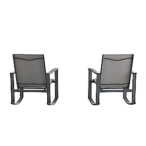 Flash Furniture Brazos Set of 2 Gray Outdoor Rocking Chairs with Flex Comfort Material and Black Metal Frame,Gray/Black