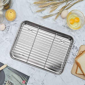 10 Inch Toaster Oven and Set, Small Stainless Steel Baking with Cooling,Dishwasher Safe Baking