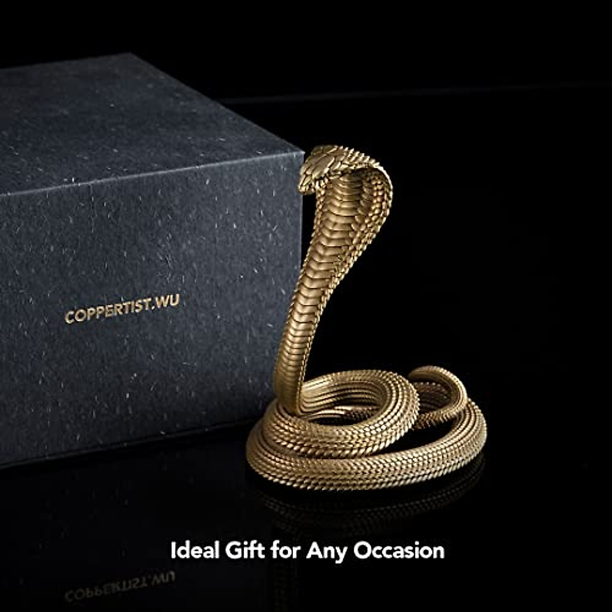 COPPERTIST.WU Cobra Phone Stand for Desk, Snake Cell Phone Holder Mobile Phone Tablet Desktop Smartphone Cellphone Accessories Office Home Statue Decor Ornament, Brass