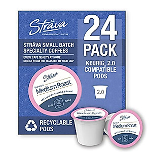 Sträva Signature Low Acid Coffees K Cups: Café Quality with Vibrant Flavor and Aroma. Fresh Roasted, Small-Batch, Specialty-Grade, 100% Arabica Coffee, High Antioxidant, Non-GMO, Gentle on the Belly, Single-Serve K Cup (Medium Roast Colombian)