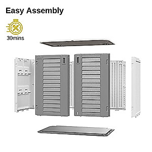 EAST OAK Outdoor Storage Shed, Waterproof Resin Tool Shed with Double Doors and Padlock, 34Cu.ft Horizontal Outdoor Storage Cabinet for Garden, Patio, Backyard, 4×2.5×3.4 FT