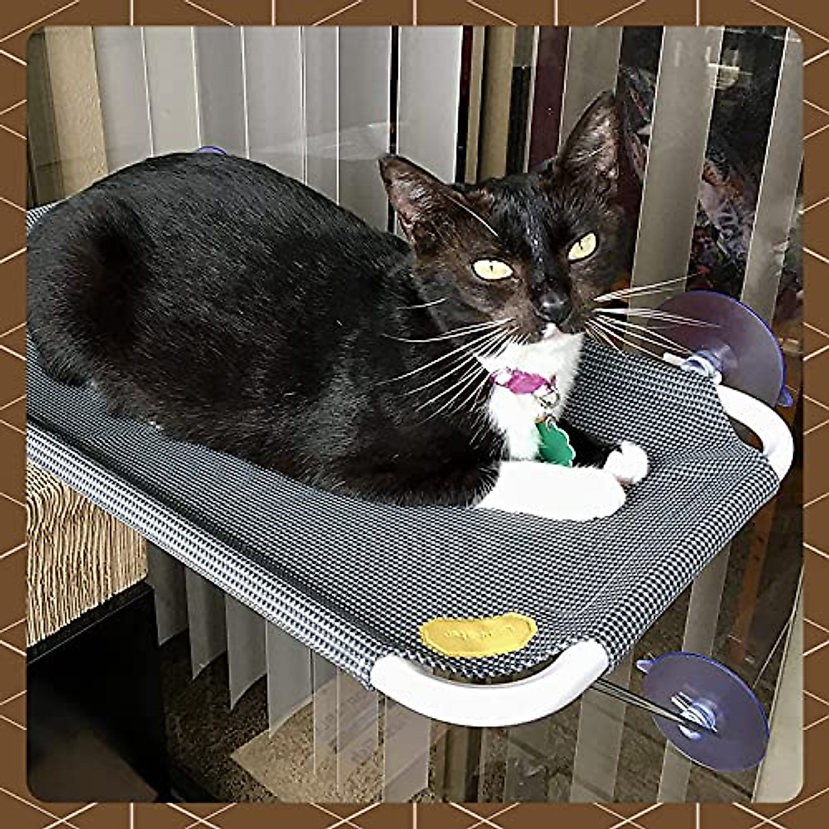All Around 360° Sunbath and Lower Support Safety Iron Cat Window Perch, Cat Hammock Window Seat for Any Cats (L, Grey)