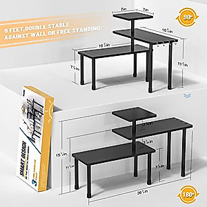 JayRex Bathroom Organizer Countertop Bathroom Shelf, 3 Tier Corner Shelf Moveable Bamboo Organizer for Make Up, Dresser Table, Desktop Shelf (Black)