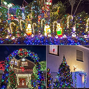 WATERGLIDE 4 Pack 50LED Outdoor Christmas Lights, 16FT Battery Operated Mini String Lights with 8 Modes & Timer, Xmas Tree Lights Waterproof for Patio Garden Party Wedding Holiday Decor, Multicolor