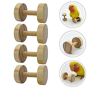 POPETPOP Parrot Toy 4pcs Creative Parrot Chewing Toys Wooden Dumbbell Playthings Funny Bird Cage Toy for Small Cockatiels Conures Parakeets Finch Educational Toys