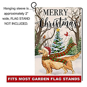Christmas Dog Garden Flag 12x18 Vertical Double Sided Merry Christmas Trees Farmhouse Winter Holiday Outside Decorations Burlap Yard Flag BW217
