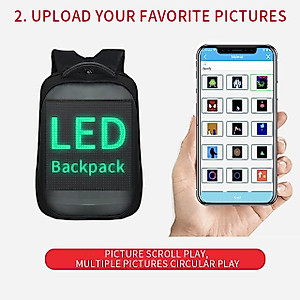 LED Backpack Waterproof WiFi Version Smart LED Screen Dynamic Advertising Backpack Cellphone Control Laptop Bag (Blue)