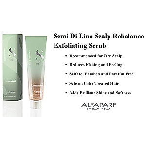 Alfaparf Milano Semi Di Lino Scalp Rebalance Hair Scrub for Dry Scalp - Gently Exfoliates - For Excessive Oiliness and Flakes - Professional Salon Quality - 5.3 Oz.