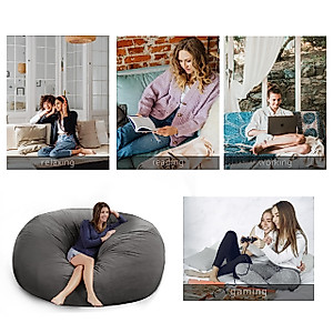 HOWSEESNOW 6FT Giant Bean Bag Chair Cover - Soft Fluffy Dutch Velvet Bean Bag Bed (No Filling, Cover Only), Comfy 6FT Bean Bag Cover, Oversized Lazy Sofa Cover