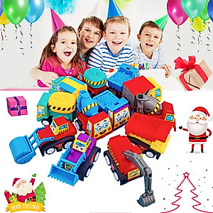 Tonmp Pull Back Vehicle Car, 12 Pack Assorted Mini Construction Plastic Vehicle Set, Pull Back Truck and Car Toys for Boys Kids Child Party Favors,Pull Back and Go Car Toy Play Set