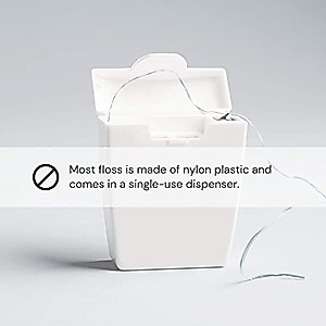 JentleCo Bamboo Floss Dispenser and Biodegradable Silk Floss (33 yd / 30 m) - Earth Friendly, Refillable, Unflavored, Plastic-Free, Zero-Waste