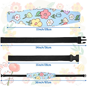 2 Pieces Baby Carseat Head Support, Seat Head Support for Toddler Head Band Strap Headrest, Stroller Seat Sleeping Headrest Neck Relief Head Strap for Kids Children Toddler Infant (Classic Flower)