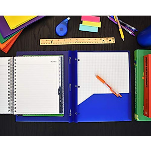 Smead Poly Two-Pocket Folder, Three-Hole Punch Prong Fasteners, Letter Size, Blue, 3 per Pack (87731)