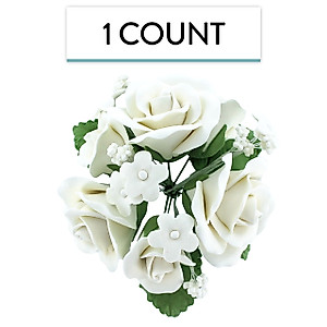 Global Sugar Art Garden Rose Sugar Cake Flowers Topper Bouquet White, 1 Count by Chef Alan Tetreault