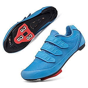 Mens Womens Indoor Cycling Shoes Compatible with Peloton Bike Shoes Cycling Shoes with Delta Cleats Clip Outdoor Pedal SPD Road Bike Shoes,Blue