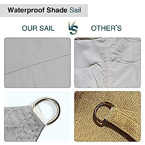 ECOOPTS 16'x16' Waterproof Sun Shade Sail Rectangle Canopy Cover UV Blockage for Outdoor Patio Pergola Backyard Garden (Light Gray)