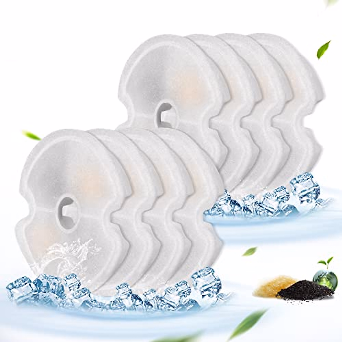 Cepheus Cat Water Fountain Replacement Filters, 8 Packs Pet Fountain Carbon Filters for Stainless Steel Cat Water Fountain, Automatic Pet Drinking Fountain