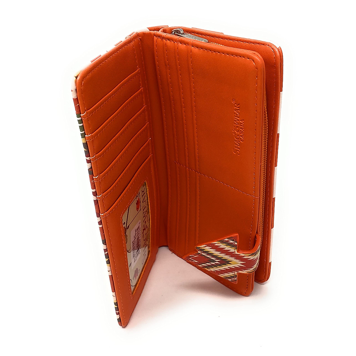 Shag Wear Cactus Southwest Desert Sunset Large Wallet for Women and Teen Girls Faux Vegan Leather 7" Orange