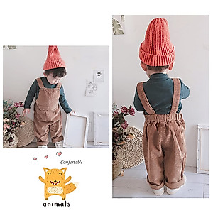 Mornyray Toddler Kids Baby Boy Girl Soft Corduroy Suspender Pants Kids Overalls Loose Retro (Khaki, 18-24Months)