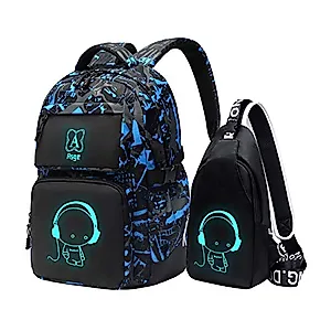 Asge boys backpack for kids camo bookbag for middle school bags travel back pack (Blue)