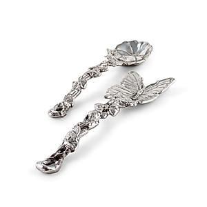 Arthur Court Designs Aluminum Metal Butterfly Salad Serving Set Garden Inspired Heavy Quality Amazing Detail 11 inch Long