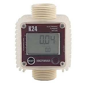Fuel Flow Meter K24 Turbine Digital Fuel Flowmeter with LCD Display for Chemicals Liquid Water Red