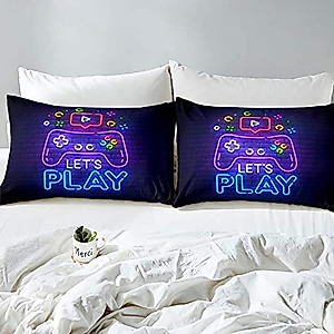 NINENINE Gaming Comforter Sets for Boys Full Size Bedding,Gamer Comforter for Kids Adult, Video Game Controller Bed Set with 1 Comforter 2 Pillowcases