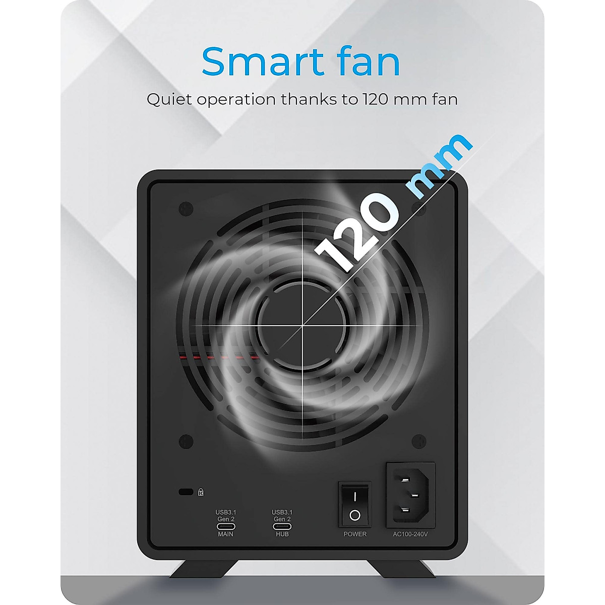 ICY BOX 5 Way Hard Drive Enclosure for 3.5 Inch Hard Drives Single Switchable Strapless USB 3.1 Gen2 (USB-C, USB-A) Fan Aluminium Black