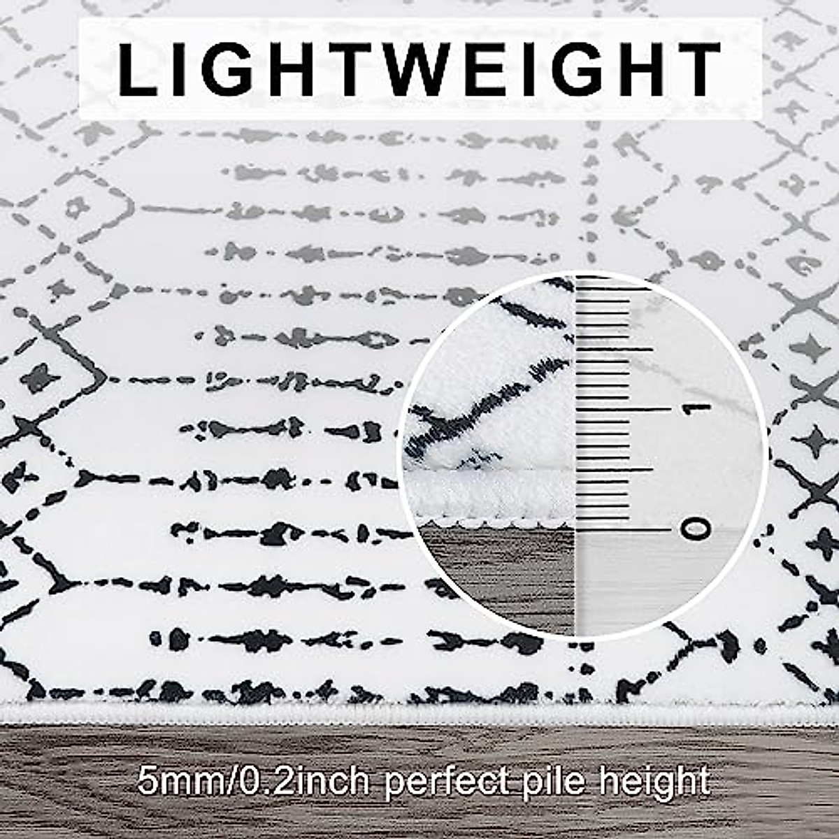 LIVEBOX Black and White Runner Rug 2.5x8 - Washable Rug Runner for Hallway Thin Boho Rug for Entryway, Moroccan Non-Slip Rug for Bedroom, Geometric Throw Carpet for Bathroom Laundry Room