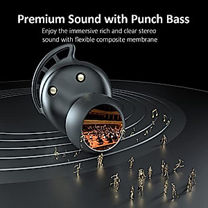 AMINY Wireless Earbuds Bluetooth, U-Air6 Sport Bluetooth Earphones IPX8 Waterproof Inear Bluetooth Earbuds Wireless Headphones, 100Hrs Playtime Touch Control Wireless Earphones Built-in Mic