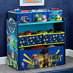 Delta Children Chair Desk with Storage Bin + Design and Store 6 Bin Toy Storage Organizer, Disney/Pixar Toy Story (Bundle)