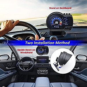 KAOLALI Car HUD Head Up Display, Car HUD Display for Digital OBD+GPS Dual System Smart Gauge Display MPH RPM Over Speeding Alarm for Most Cars After 2012