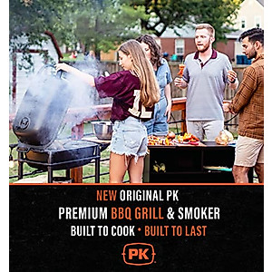 PK Grills Charcoal BBQ Grill and Smoker, PK300-BCX Cast Aluminum Portable Outdoor Barbeque Grill for Camping, Grilling, Graphite/Black, Premium