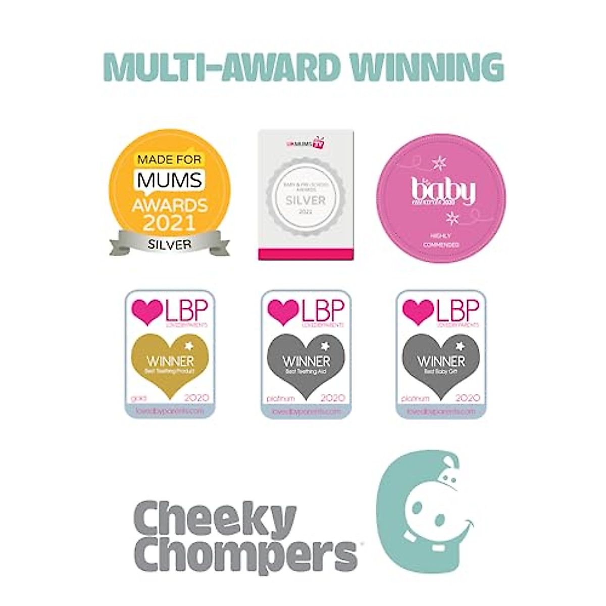 Cheeky Chompers Neckerchew Teething Bib (Preppy Stripes), 2-in-1 Bandana Style Dribble Bib w/Food Grade Silicone Teether, Baby & Toddler, Innovative Dimple Design Soothes Gums, 3-Layer Absorbent Bib