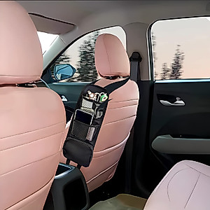 QUICTO 2PCS Car Seat Storage Hanging Bag, Multi-Pocket Seat Side Organizer, Multifunctional Mesh Net Pocket, Can Hold Mobile Phone, Wallet, Glasses, Suitable for Cars, SUVs, Trucks