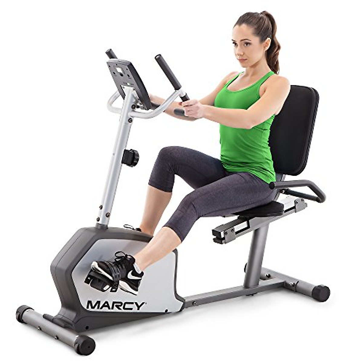 Marcy Recumbent Exercise Bike with Adjustable Seat and 8 Resistance Levels, 300 Pound Capacity NS-1201R