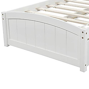 Twin Size Platform Bed with 2 Storage Drawers, Solid Wood Twin Bed Frame with Slat Support and Headboard for Kids, Teen, Adults, No Box Spring Needed(Twin, White)